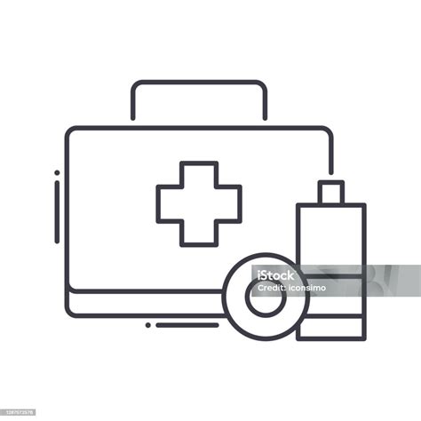 응급 처치 키트 아이콘 선형 격리 된 그림 얇은 선 벡터 웹 디자인 기호 흰색 배경에 편집 가능한 스트로크와 개요 개념 기호