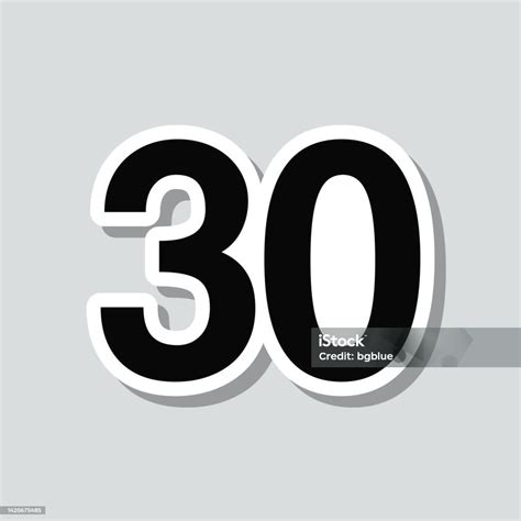 Vetores De 30 Número 30 Adesivo De Ícone No Fundo Cinza E Mais Imagens