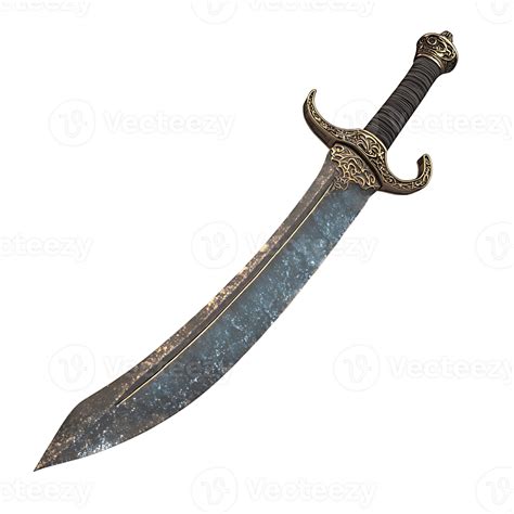 Ornate Curved Sword 52943711 Png