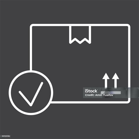 확인 표시 선 아이콘 물류 및 배달 주문 배달 기호 벡터 그래픽 검정색 배경 Eps 10에 선형 패턴 판지 상자 검사 보기에 대한 스톡 벡터 아트 및 기타 이미지 Istock