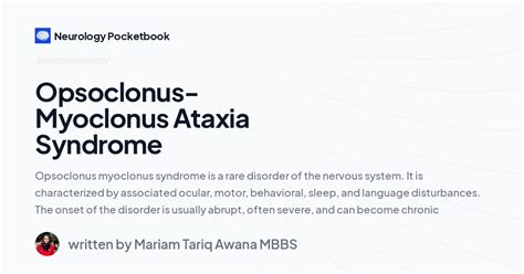 Opsoclonus Myoclonus Ataxia Syndrome