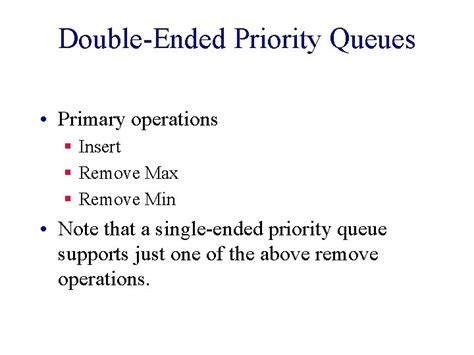 Doubleended Priority Queues Primary Operations Insert Remove Max