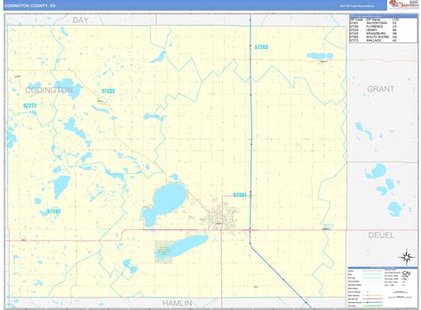 Codington County Sd Zip Code Wall Map Basic Style By Marketmaps