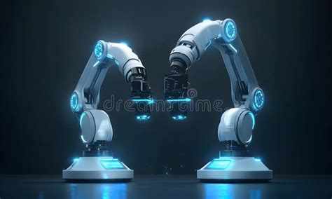 Robotic Arms Demonstrate Precision In Industrial Automation At An Advanced Tech Facility Stock