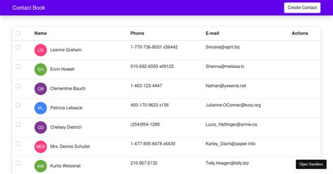 Redux Contact Book Codesandbox