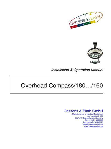 Installation And Operation Manual Overhead Compass 180160 Pdf