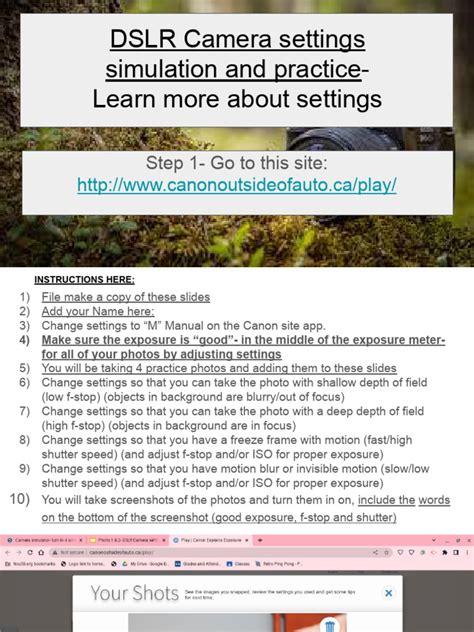 Photo 1 And 2 Dslr Camera Settings Simulation Assignment Pdf