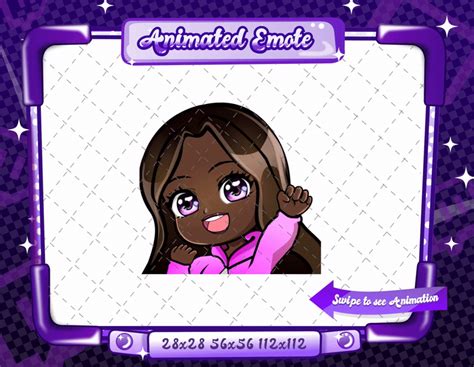 Animated Black Girl Chibi Glam Raid Emote Totallyglamco