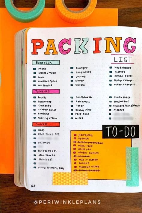 20 Bullet Journal Packing List Ideas For Better Organization