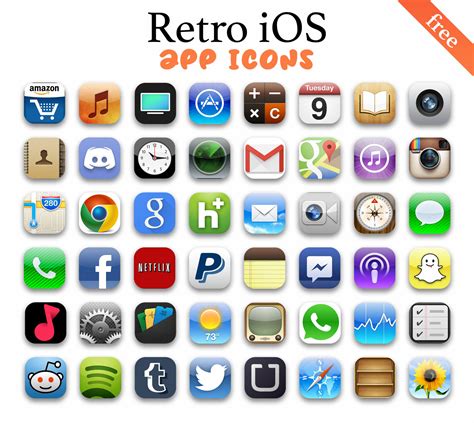 Retro IOS App Icons For IPhone IOS 6 App Icons Free Download