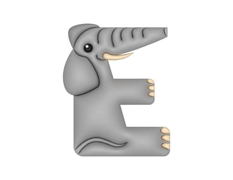 Alphabet E Letter Elephant 3d Type 28701656 Png