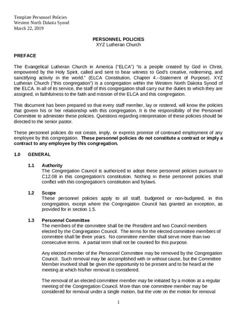 Personnel Policy Wnd Synod Template Doc Template Pdffiller