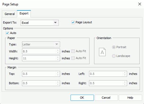 Page Setup Dialog Box Logi Analytics