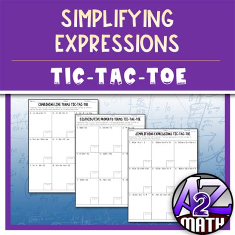 Simplifying Expressions Activity Tic Tac Toe Worksheets Classful