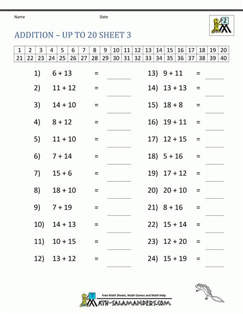 Free Math Facts Worksheets Free Printable