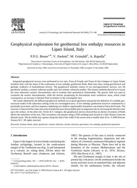 Pdf Geophysical Exploration For Geothermal Low Enthalpy