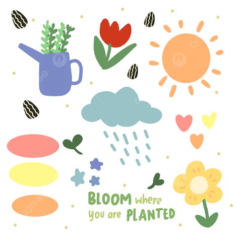 귀여운 원예 컬러 낙서 일러스트 꽃 정원 화려한 낙서 Png 일러스트 및 Psd 이미지 무료 다운로드 Pngtree