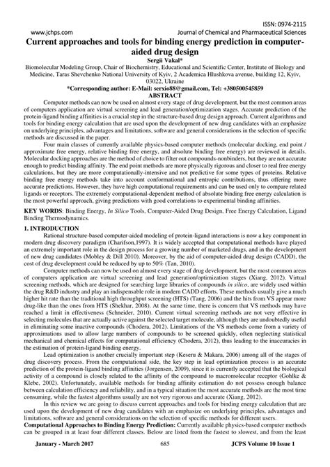 Pdf Current Approaches And Tools For Binding Energy Prediction In