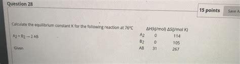 Solved Question Points Calculate The Equilibrium Chegg