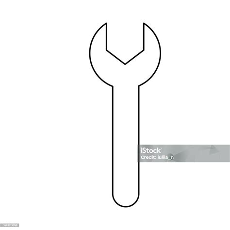 렌치 또는 스패너 수리 도구 색칠하기 책을 위한 낙서 스타일 플랫 벡터 개요 가정용 장비에 대한 스톡 벡터 아트 및 기타 이미지