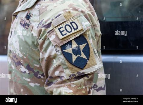 A Us Soldier Associated With Us 2nd Infantry Division With An Eod Patch