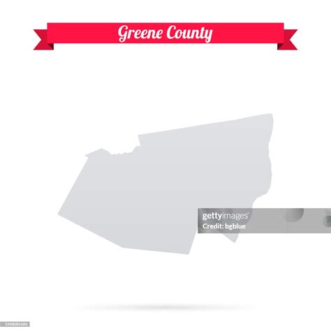Greene County New York Map On White Background With Red Banner High Res