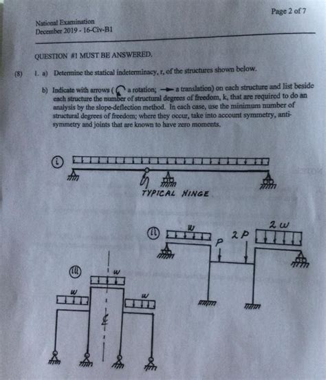 Solved 1 A Determine The Statical Indeterminacy R Of The