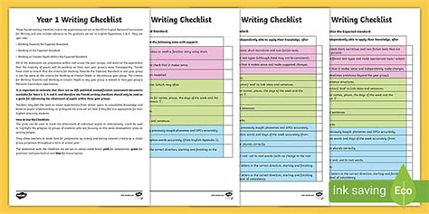 Year 1 Writing Checklist English Assessments Ks1
