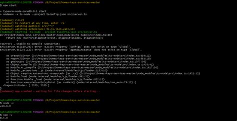 Node Js Nodemon App Crashed Waiting For File Changes Before Starting Stack Overflow
