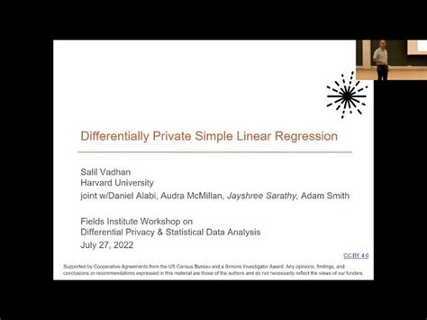 free video differentially private simple linear regression from fields