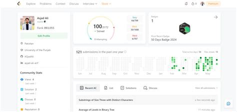 asjad ali on linkedin 100 leetcode problems solved problemsolving