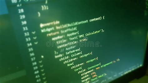 Screen Of Flutter Application Developing Code Lines Of Code On