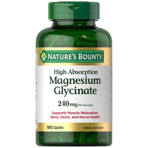 Natures Bounty Magnesium Glycinate 240mg High Absorption Supports