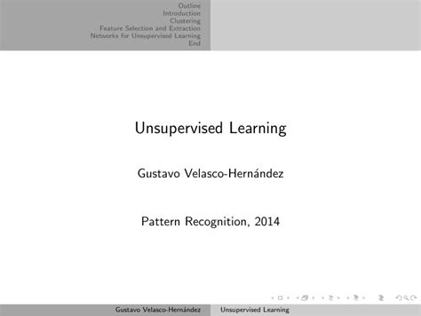 [ppt] unsupervised learning gustavo velasco hern andez pattern