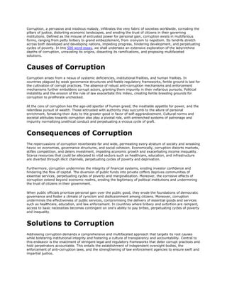 500 Words Essay On How Corruption Works In Society Pdf
