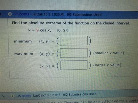 solved find the absolute extrema of the function on the