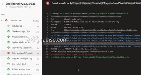 D365fo Classic Build Pipeline Getting Failed Process Msbuildexe Exited With Code 1 Ax