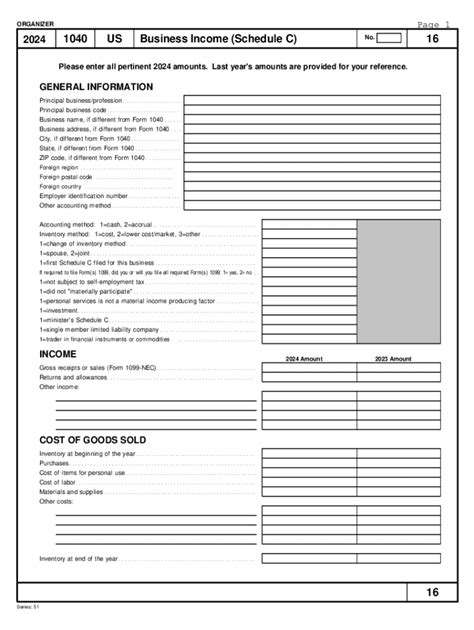 Fillable Online Business Income Schedule C 2024 Fax Email Print
