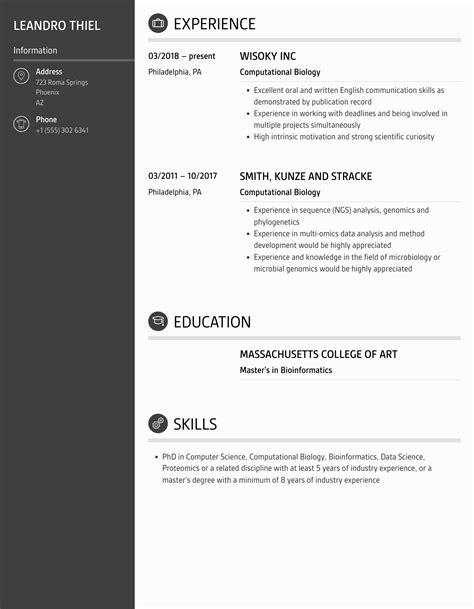 Computational Biology Resume Samples Velvet Jobs