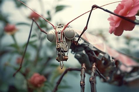 Free Photo Robotic Insect With Flowers