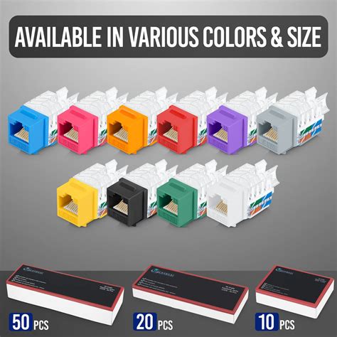 Everest Easy Jack Everest 45° Angled Rj45 Cat6a Keystone Jacks 20