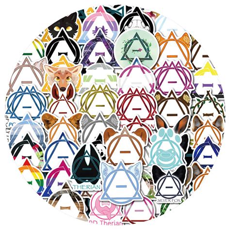 50 Therian Stickersalterhumanwitchcraft Symboltherian Otherkin Sticker Pack Etsy