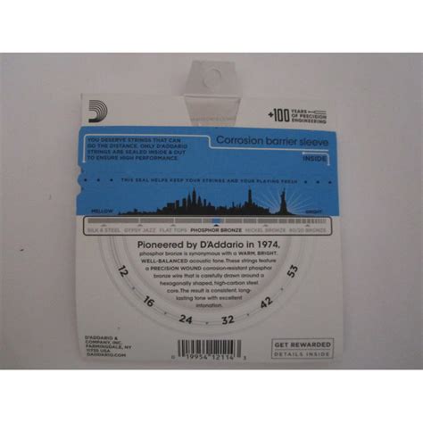 Daddario Ej16 Phosphor Bronze Acoustic Guitar Strings 012 053 Light Erie Music