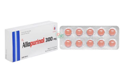 Allopurinol 300mg điều Trị Bệnh Gút Mãn Tính Sỏi Thận Hộp 20 Viên
