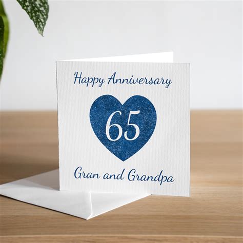 Personalised Blue Sapphire 65th Wedding Anniversary Card Handmade 65th