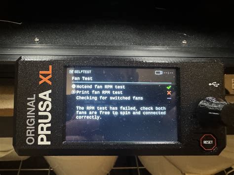 xl fails print fan rpm test after upgrade to 5 1 2 hardware firmware