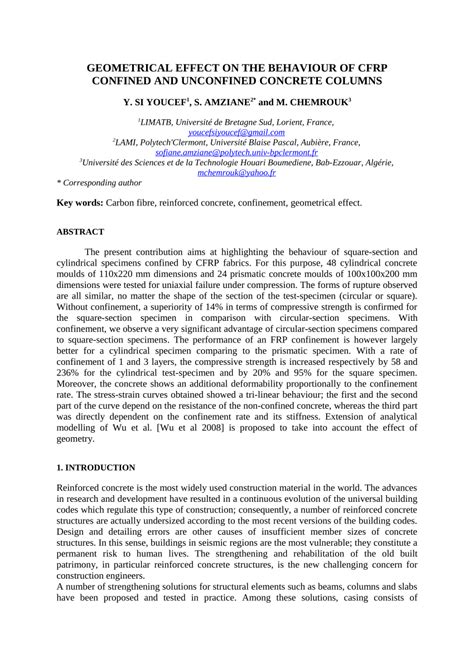 Pdf Geometrical Effect On The Behavior Of Cfrp Confined And