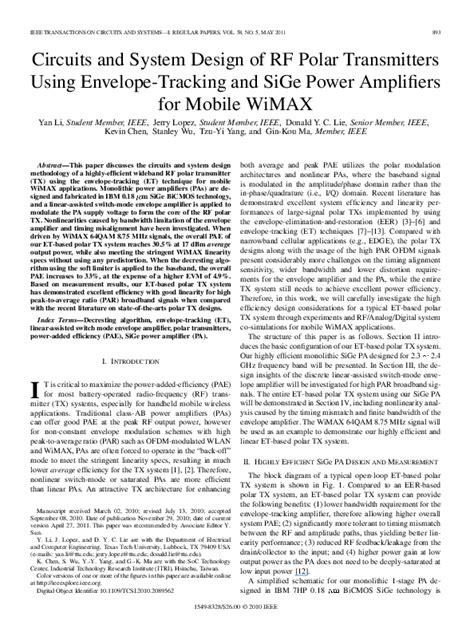 Pdf Circuits And System Design Of Rf Polar Transmitters Using