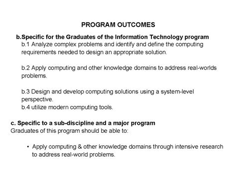 Quantitative Methods Program Outcomes B For The Graduates Of The Information Technology