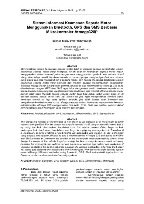 Pdf Sistem Informasi Keamanan Sepeda Motor Menggunakan Bluetooth Gps Dan Sms Berbasis